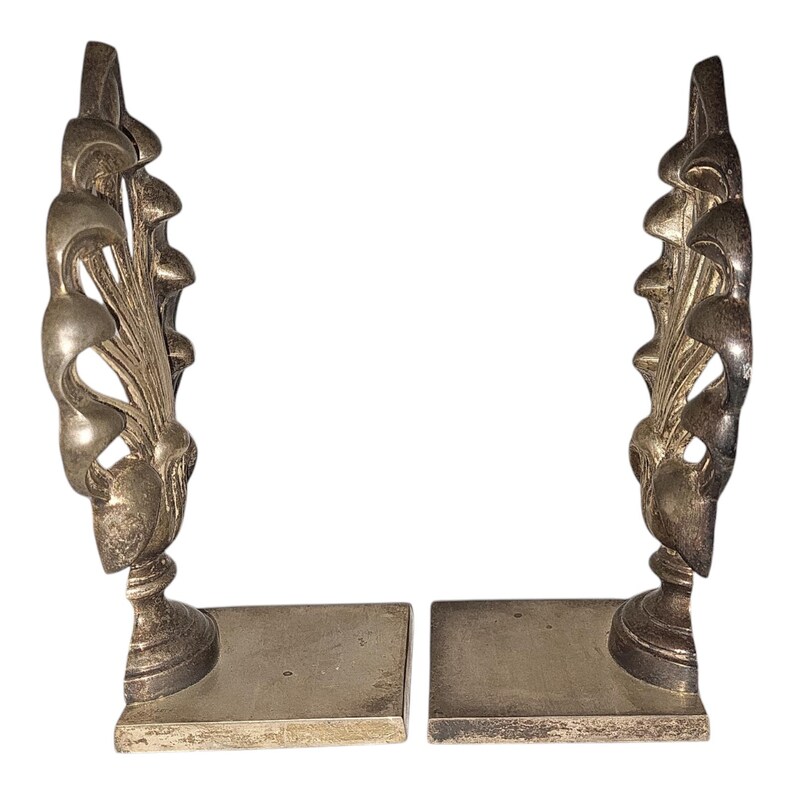 Vintage Pair of Silver Plated Ornate Bookends, Art Deco, Hollywood ...