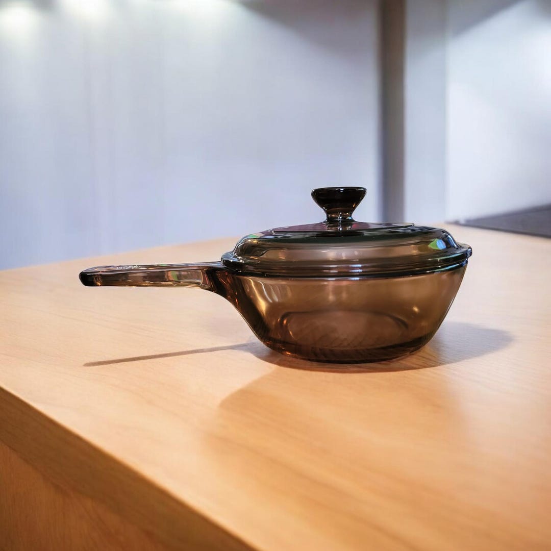 Pyrex Vision Corning Ware .5L Amber Glass Saucepan With Lid Kitchen ...