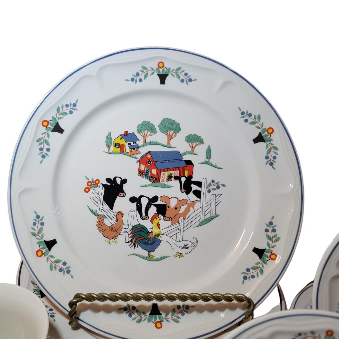 Vintage Oneida Stoneware Farm Friends Dishes Service for 4 16 Pc Total ...