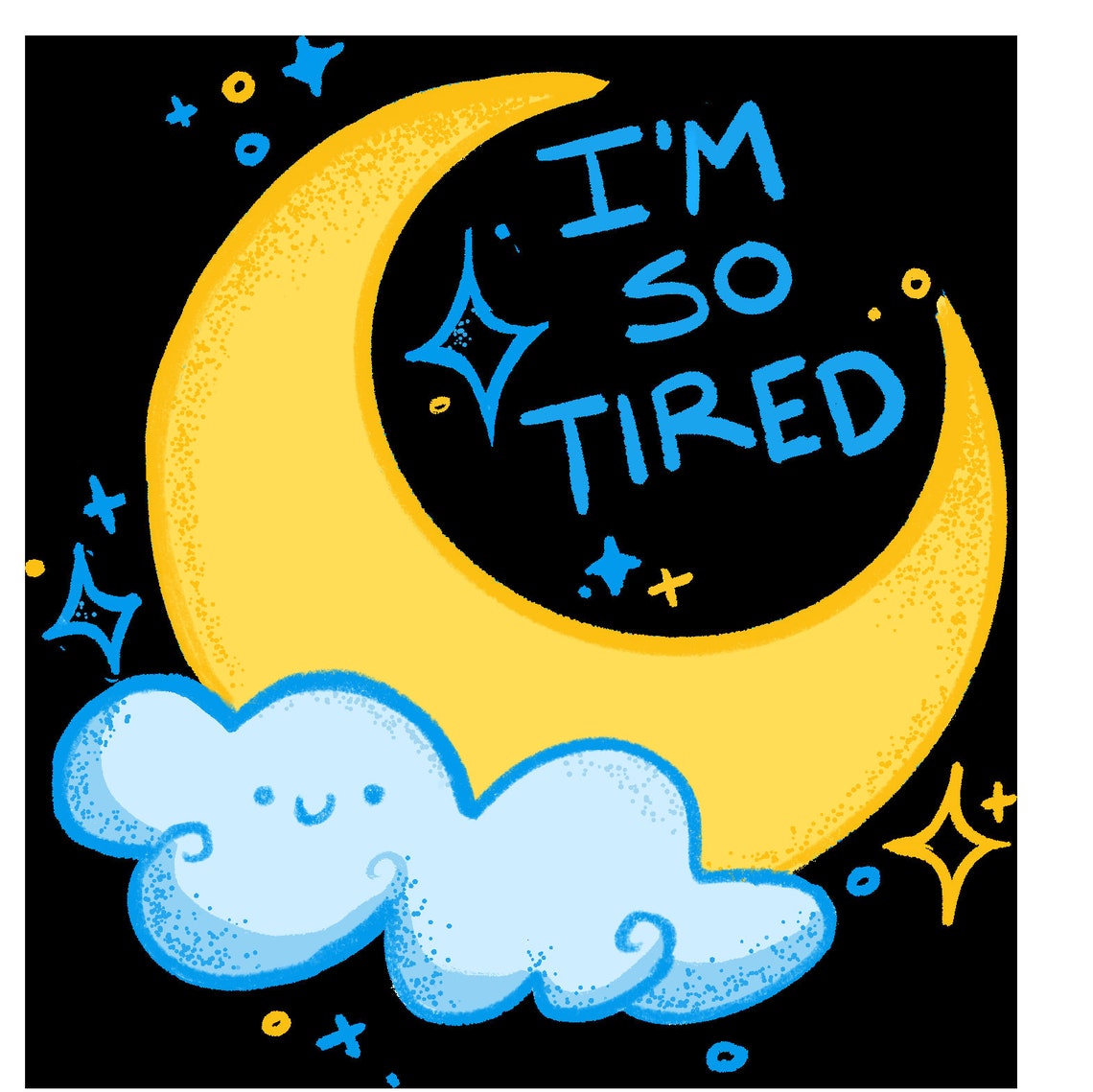 I'm so Tired Moon and Clouds Cute Transparent Vinyl - Etsy