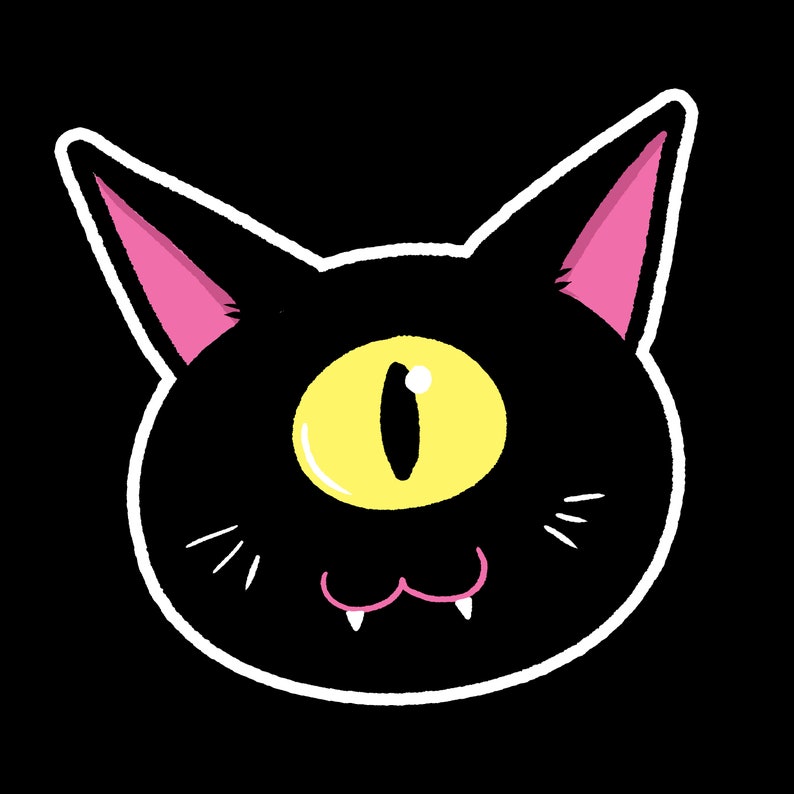 One Eyed Cat Vinyl Sticker - Etsy