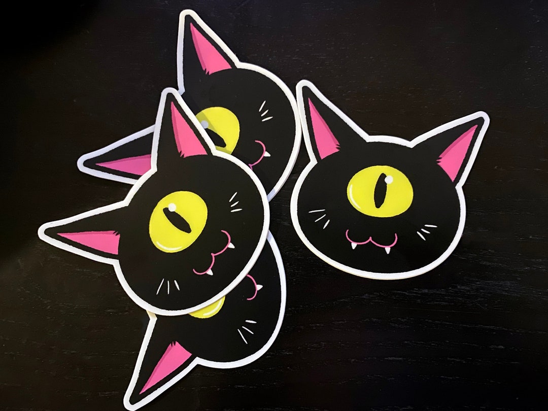 One Eyed Cat - Vinyl Sticker - Etsy