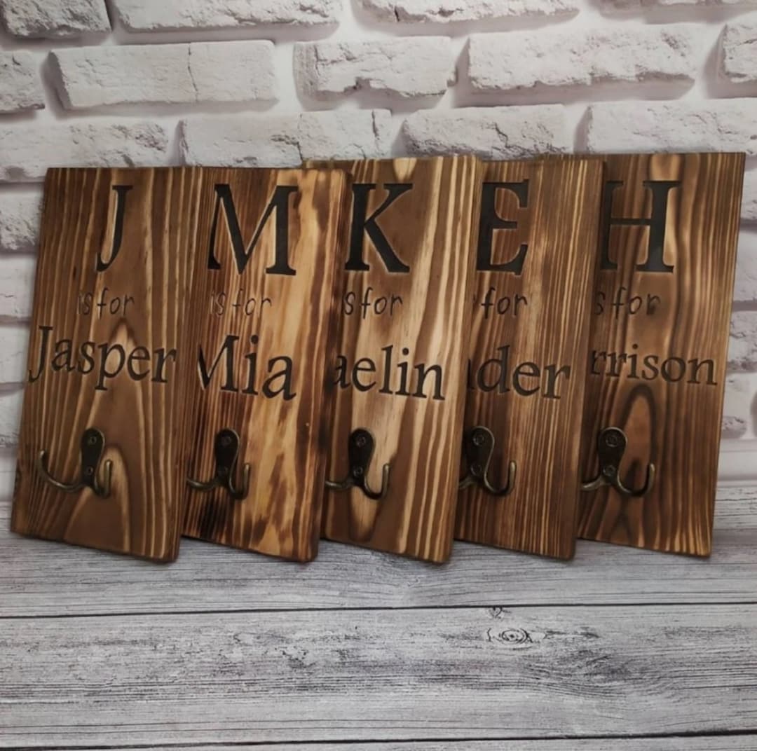 Wall Mounted Laser Engraving Name Hook, Personalized Key Holders ...