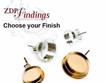 6pcs x Round 10mm Bezel Earring Cups Rose Gold Plated on 925 | Etsy