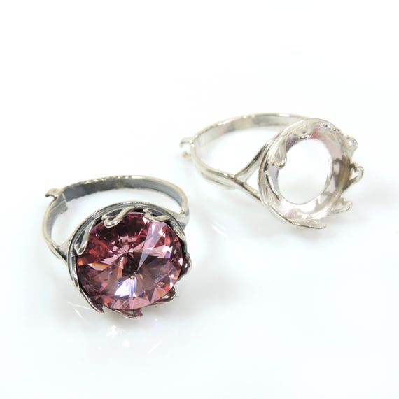 Round 14mm Sterling Silver 925 Ring Bezel Cups Setting | Etsy