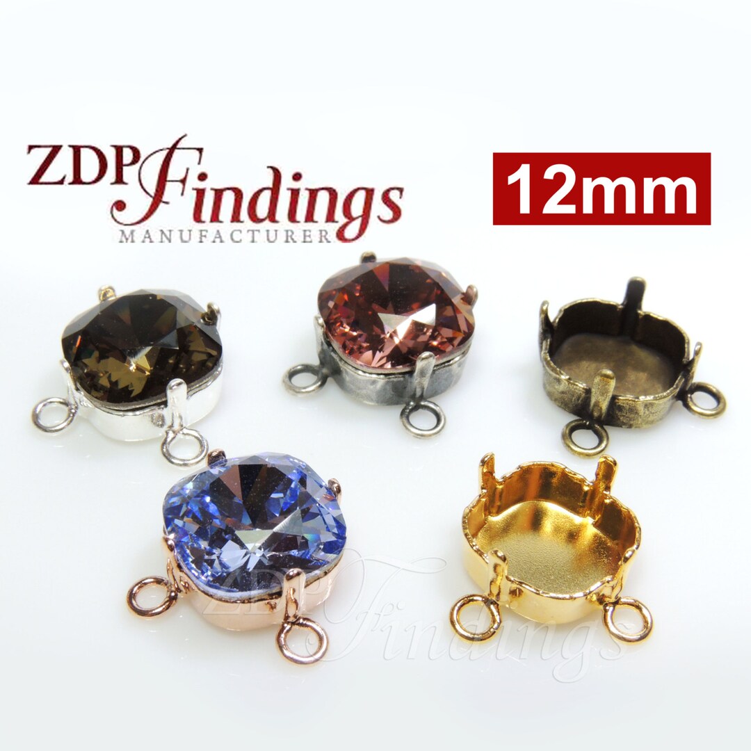 6pcs X 12mm Square Connector Bezel Cup Tray for Setting Fit Swarovski ...