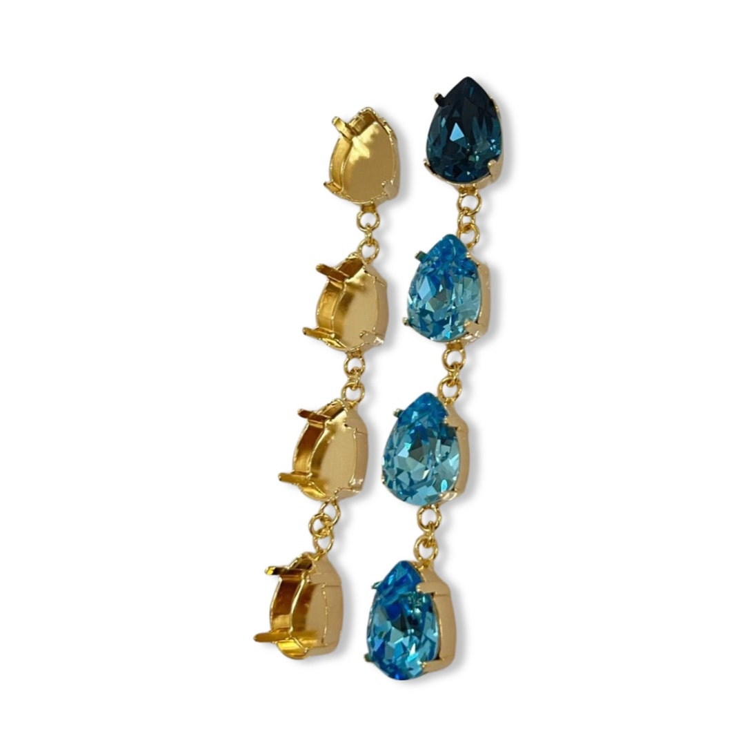 2pcs (1 Pair) X 14x10mm Pear Earrings Settings Bezel Dangle Fit ...