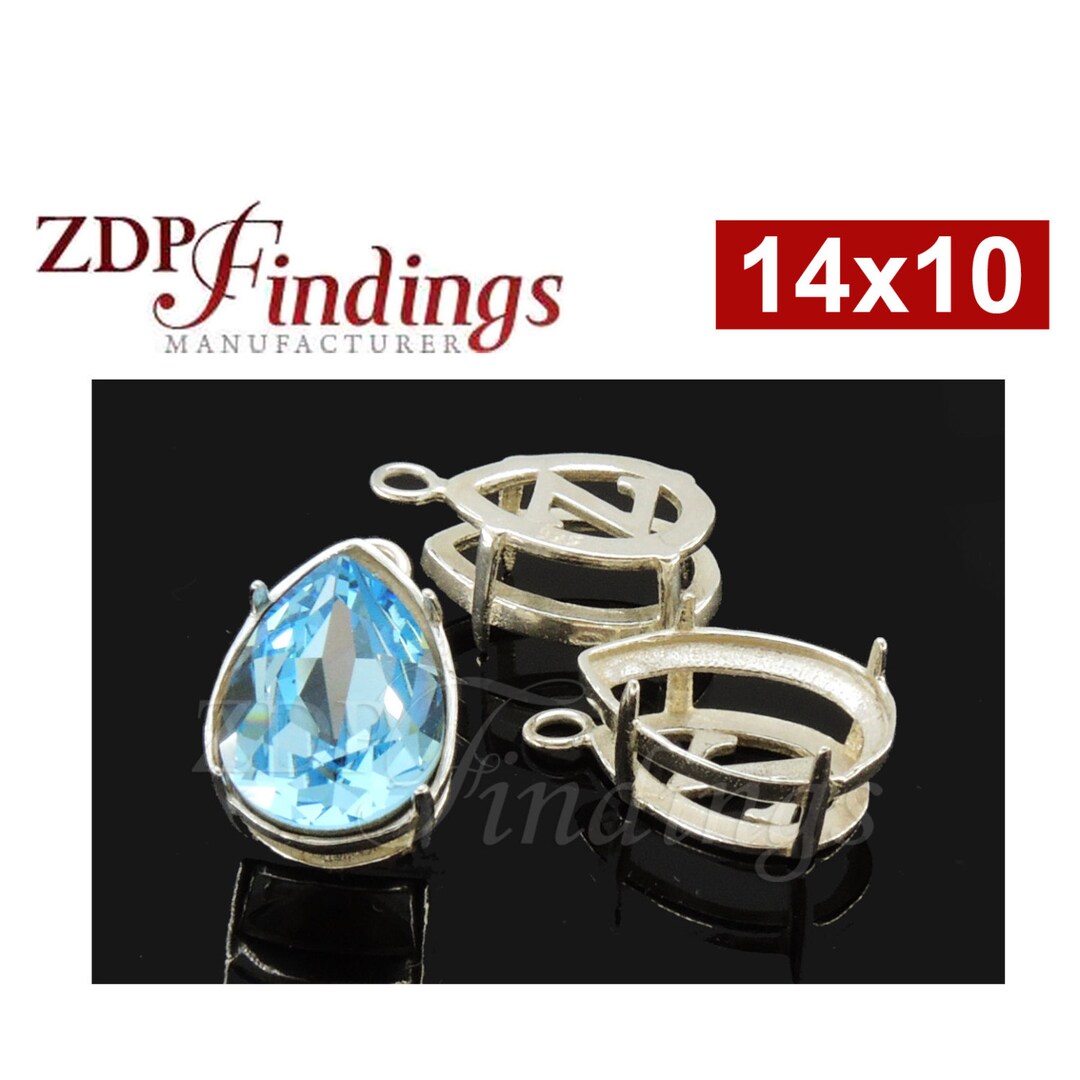 2pcs X Pear Shape 14X10 Sterling Silver 925 Cast Bezel Tray Setting ...