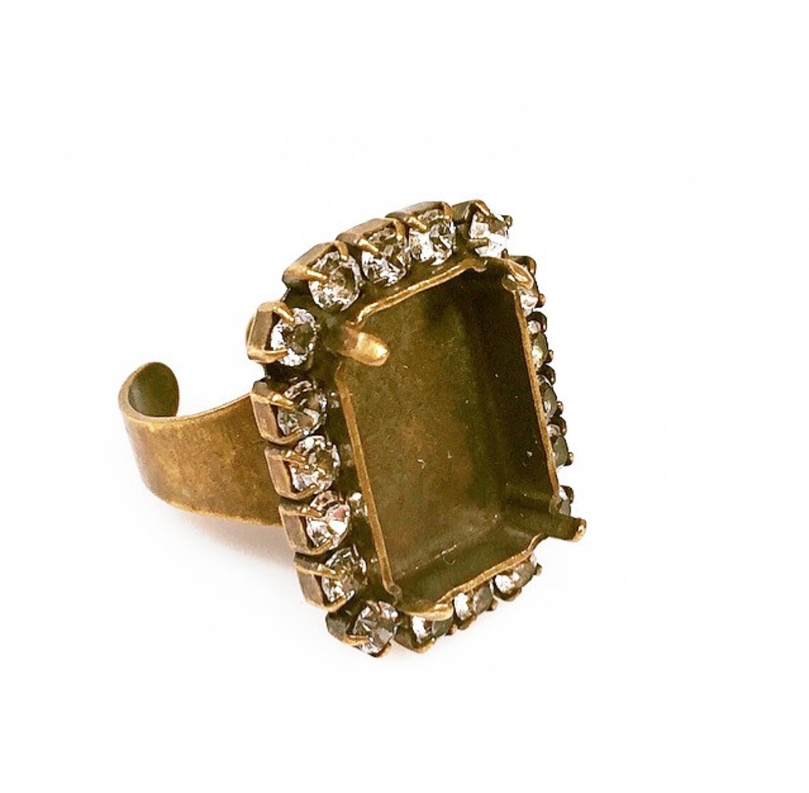 Octagon 18x13mm Antique Brass Adjustable Ring for Setting W/ - Etsy