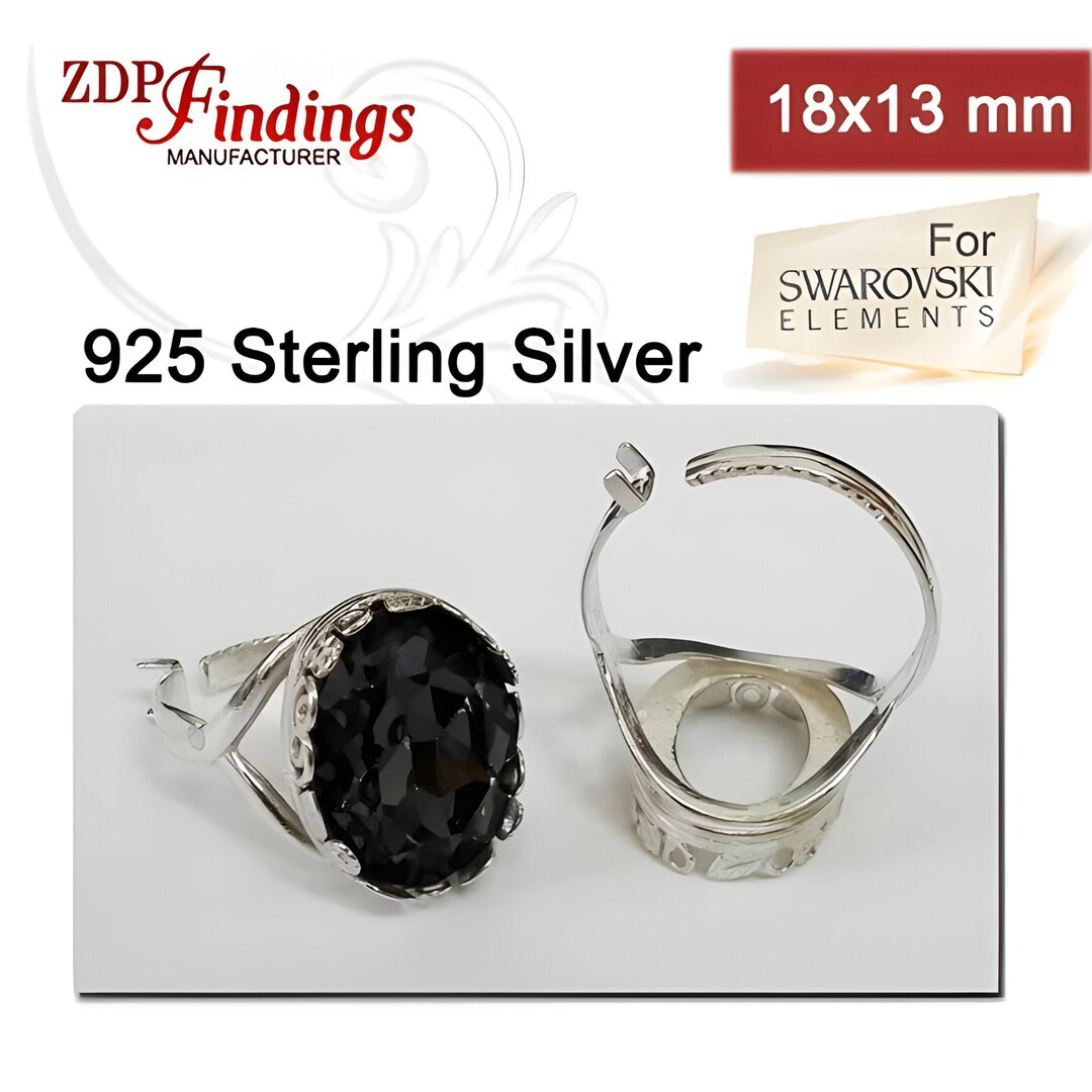 18x13mm Oval Adjustable Locking Ring Flower Bezel Cups for Setting ...