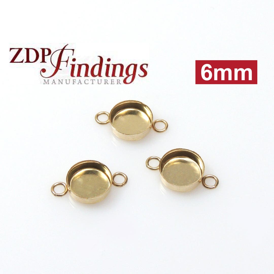 6pcs X Round 6mm Bezel Cups Connector 14k Gold Filled (RD64GF) - Etsy