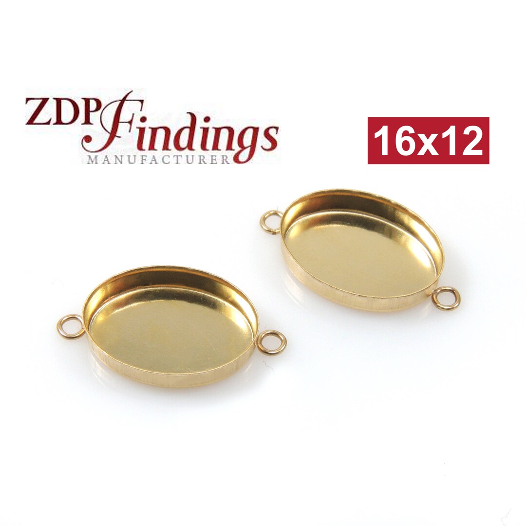 2pcs X Oval 16x12mm Bezel Cups Connector 14k Gold Filled (OV16124GF) - Etsy