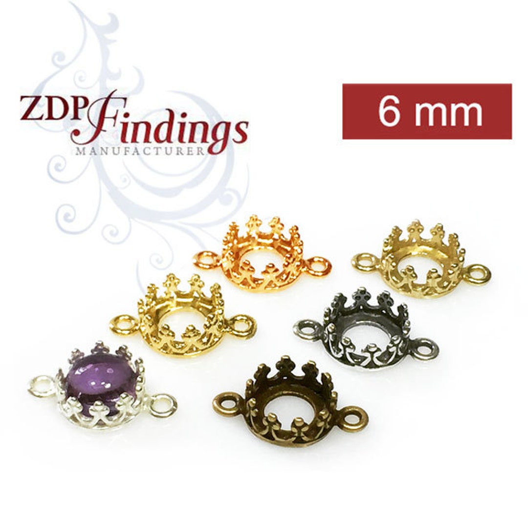 10pcs X Quality Cast 6mm Round Bezel Cups Connectors, Choose Your ...