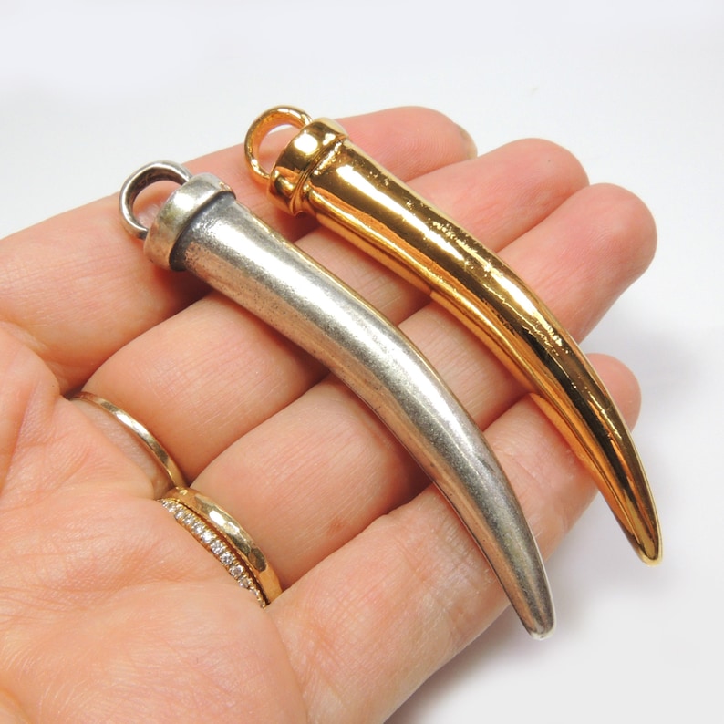 Large 70x12mm Tiger's Tooth Pendant Necklace Choose Your - Etsy