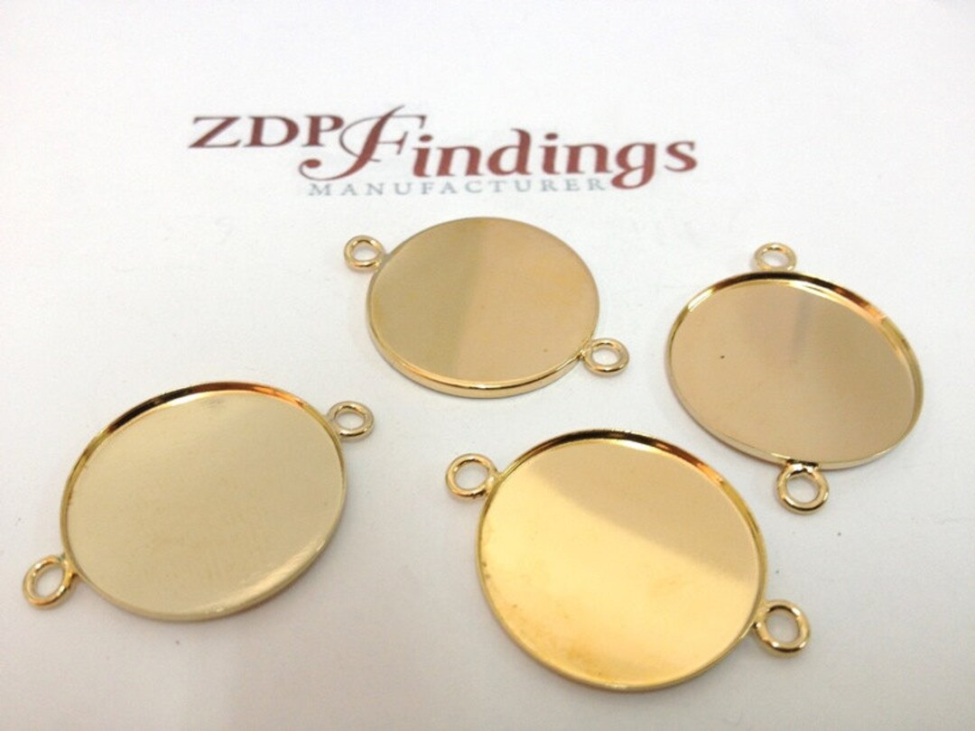 10pcs X Quality 20mm Round Bezel Cups Connector for Gluing Gold Plated ...
