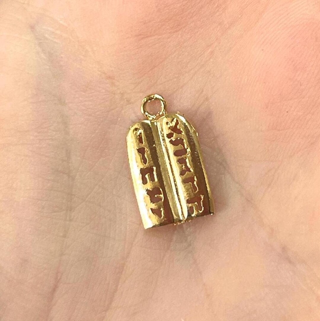 Gold Plated Ten Commandments Pendant: Sterling Silver Judaica Charm ...