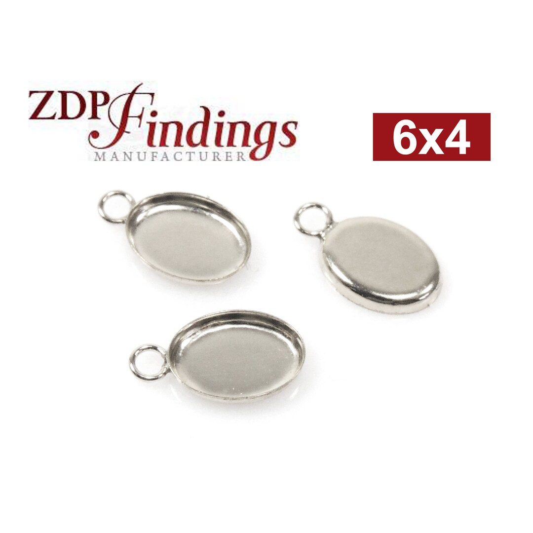12pcs X Oval 6x4mm Bezel Cups With Ring Sterling Silver 925 (OV641) - Etsy