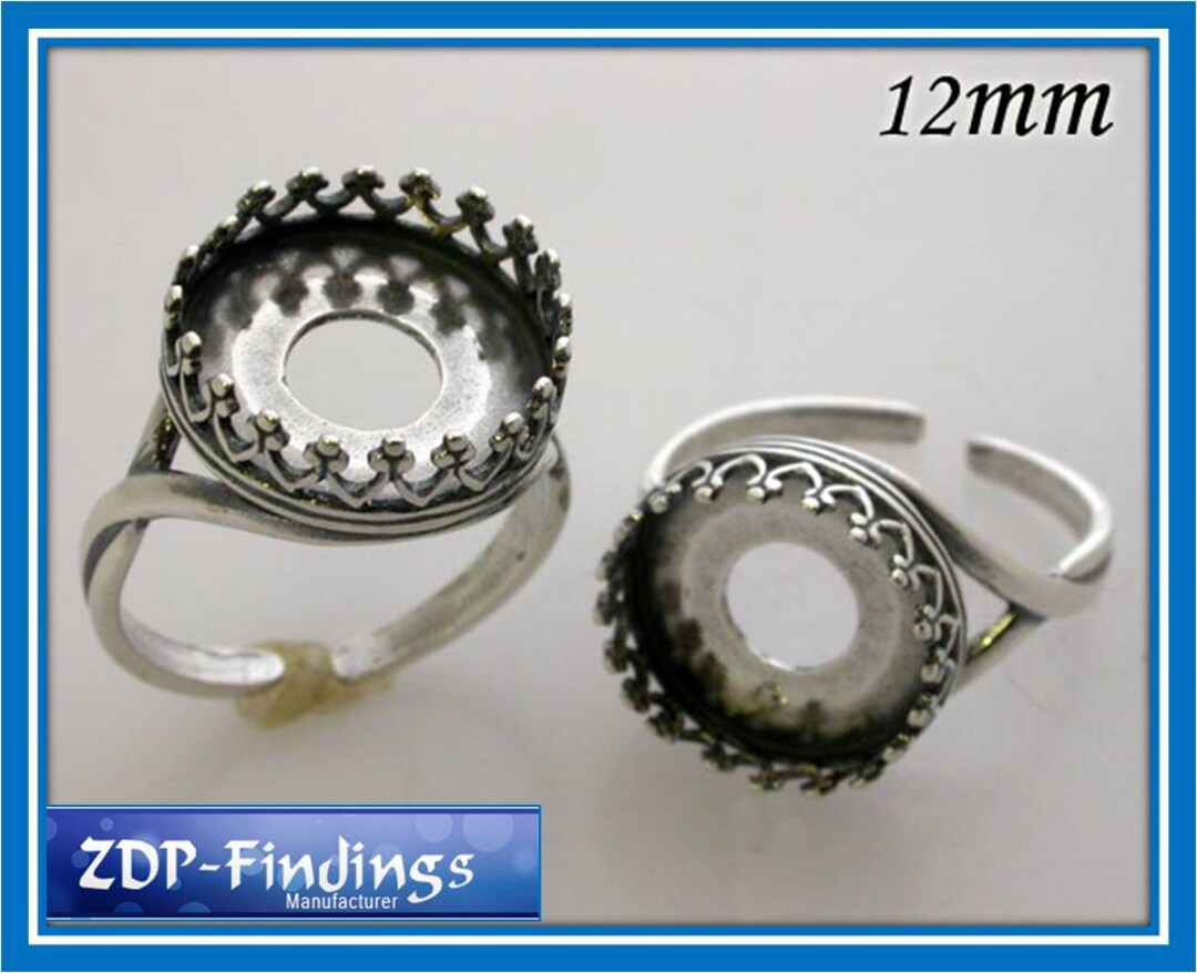 Round 12mm Heavy Rings Bezel Cups Setting Antique oxidized - Etsy