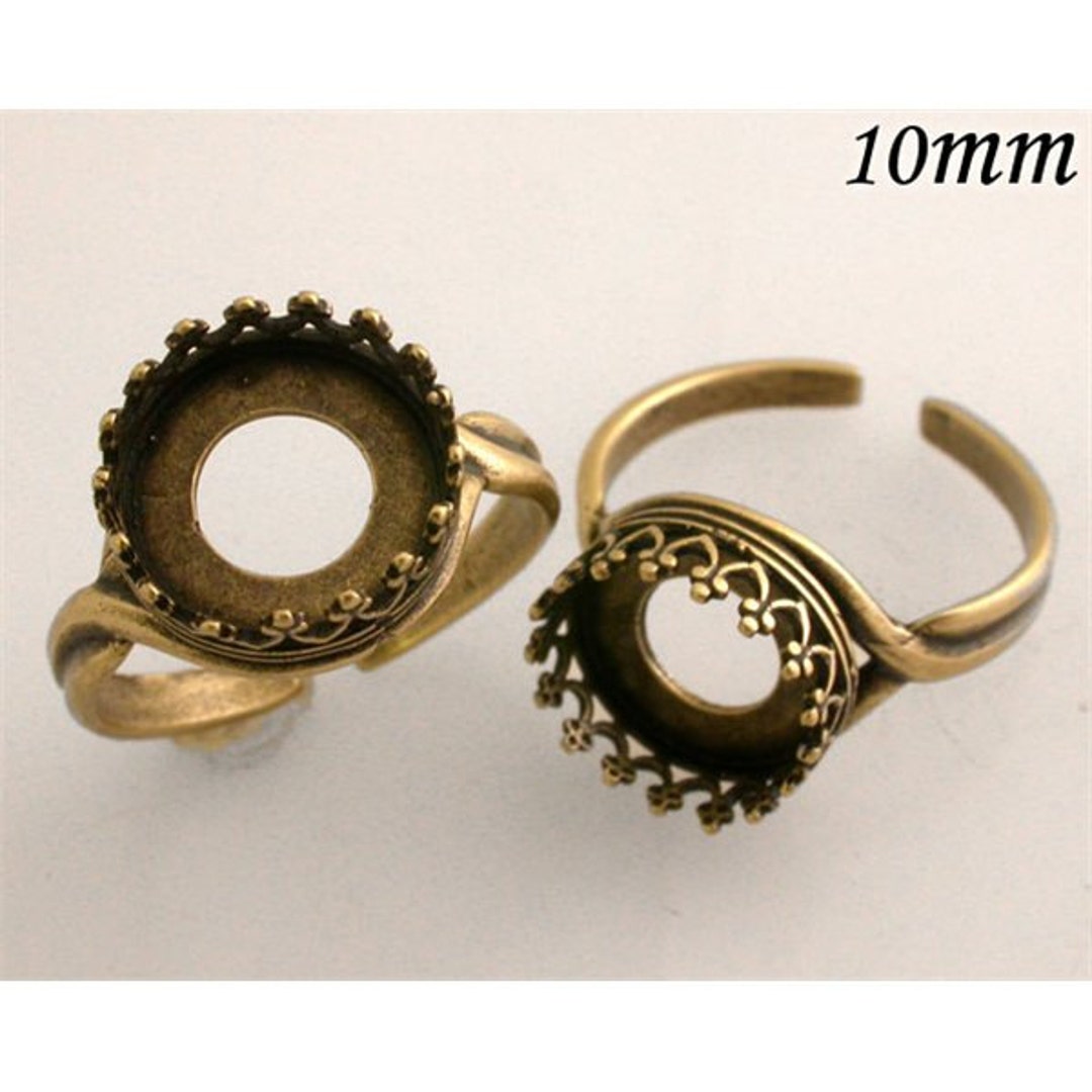4pcs X Round 10mm Quality Cast Ring Bezel Cups for Setting Antique ...