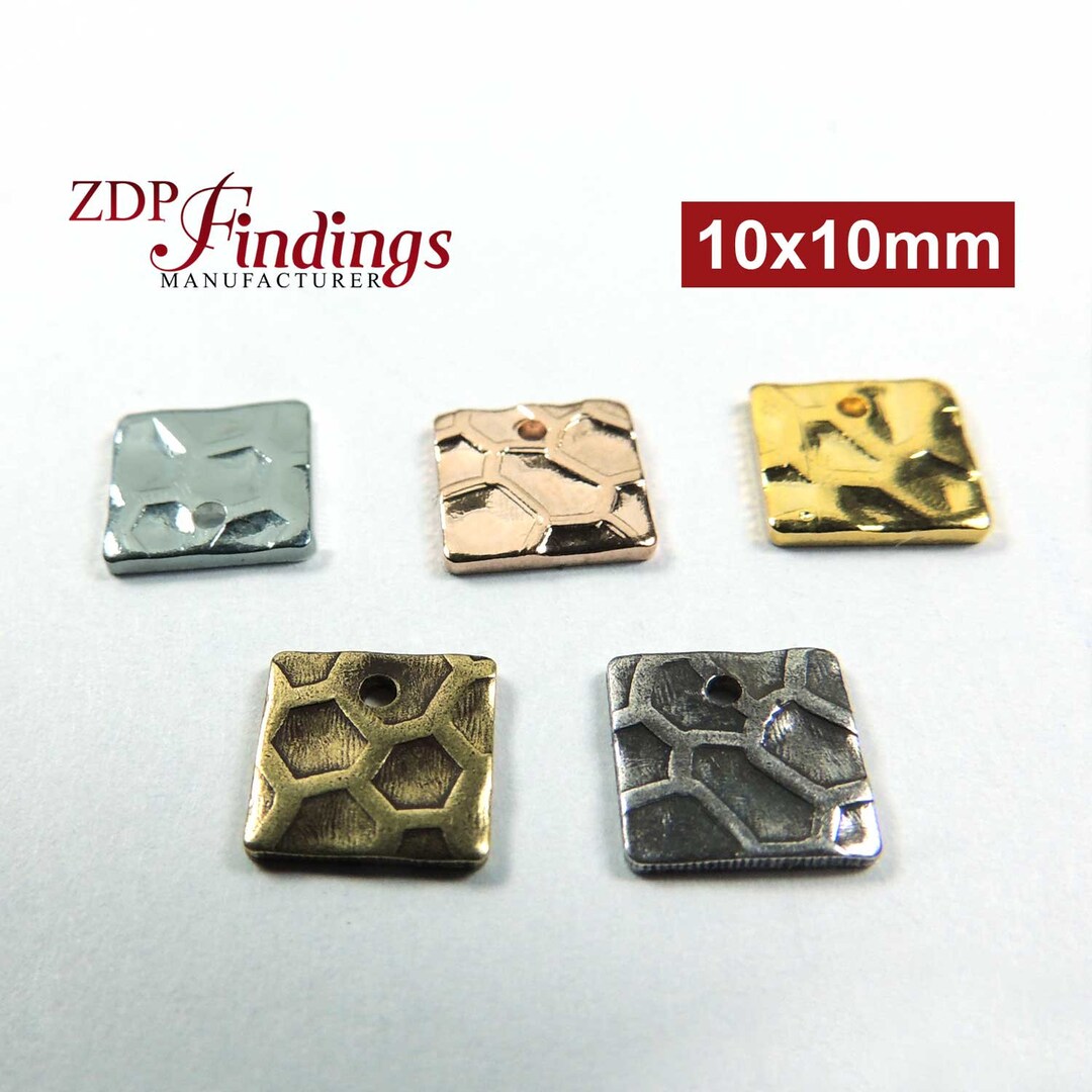 20pcs Square Shaped Texture Disc 10x10mm With Hole. Choose Your Finish ...