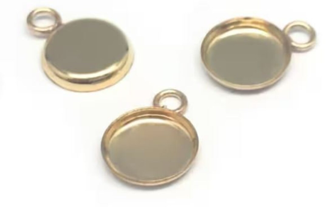 10 bandejas redondas para vasos con bisel de 6 mm, con lazo, engaste ...