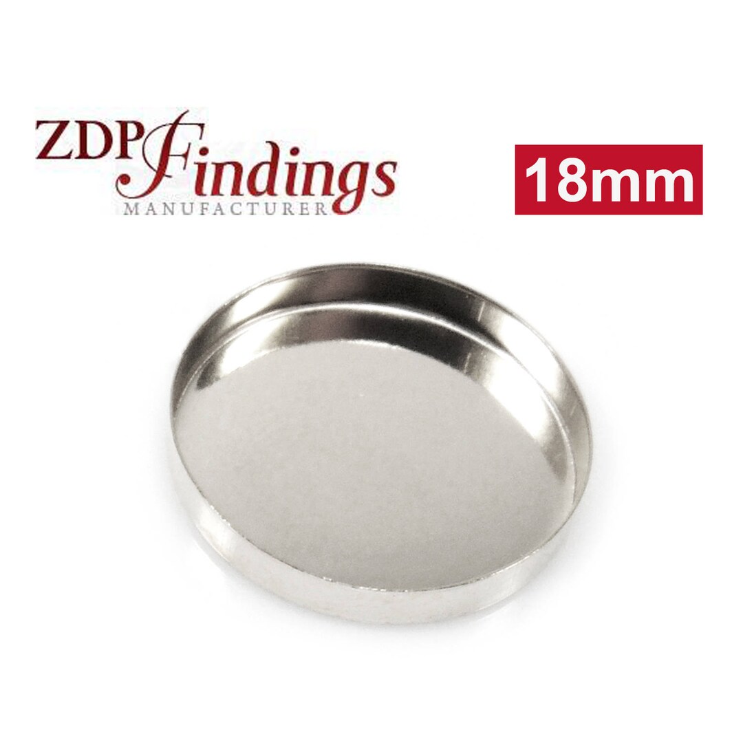 4pcs X Round 18mm Bezel Cups Setting , Sterling Silver 925 - Choose ...