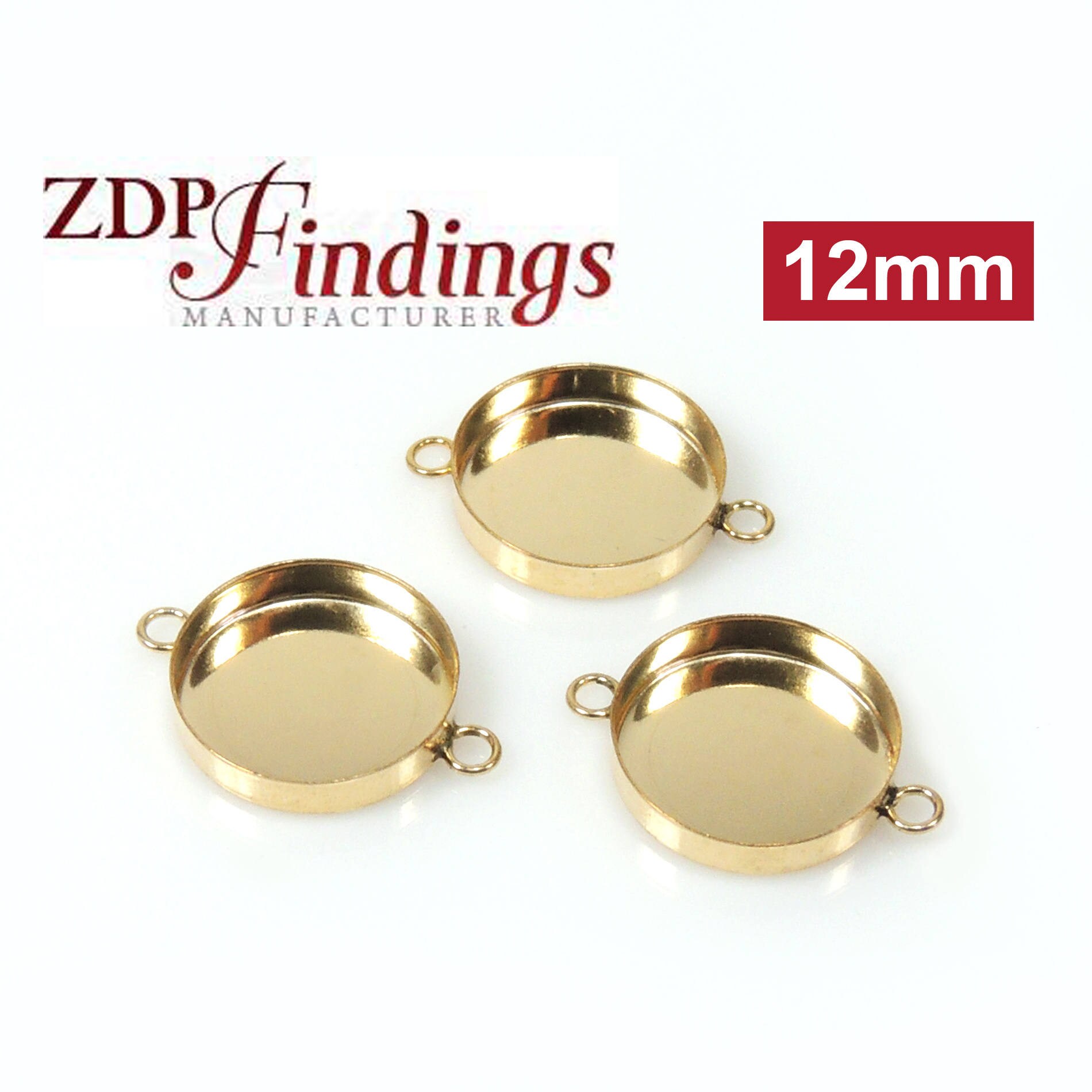 4pcs X Round 12mm Bezel Cup Connector 14k Gold Filled (RD124GF) by ZDP ...
