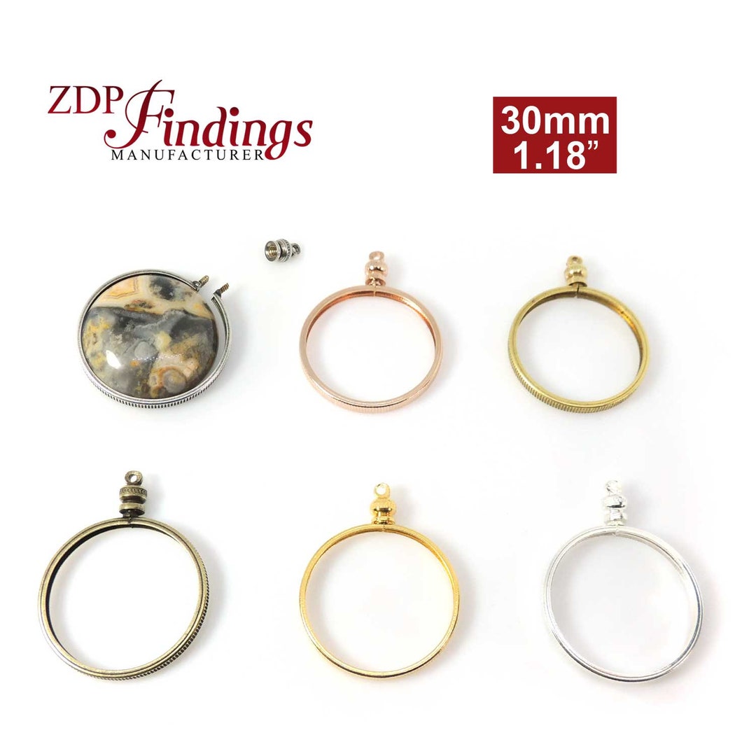 2pcs 30mm Quality Vintage Bezel Setting, Screw Brass Bezels, Base Bezel ...