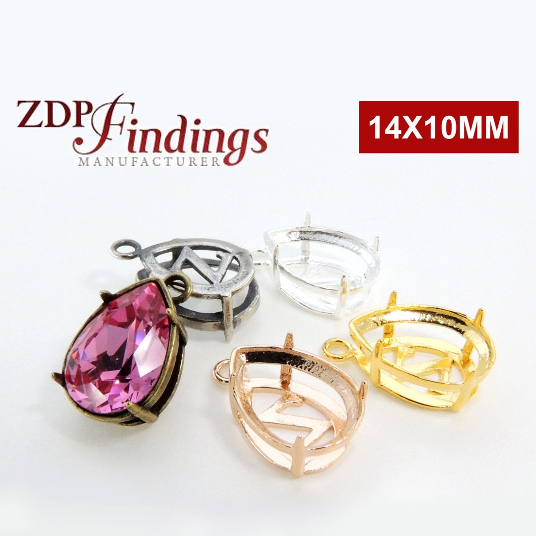 4pcs X Pear Shape 14X10 Cast Bezel Tray Setting, Fit Swarovski 4320 ...
