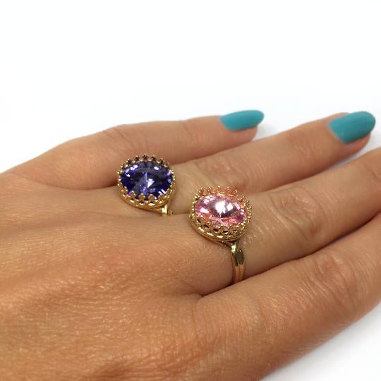 4pcs X Round 12mm Crown Bezel Cast Ring Setting Fit Swarovski Rivoli ...