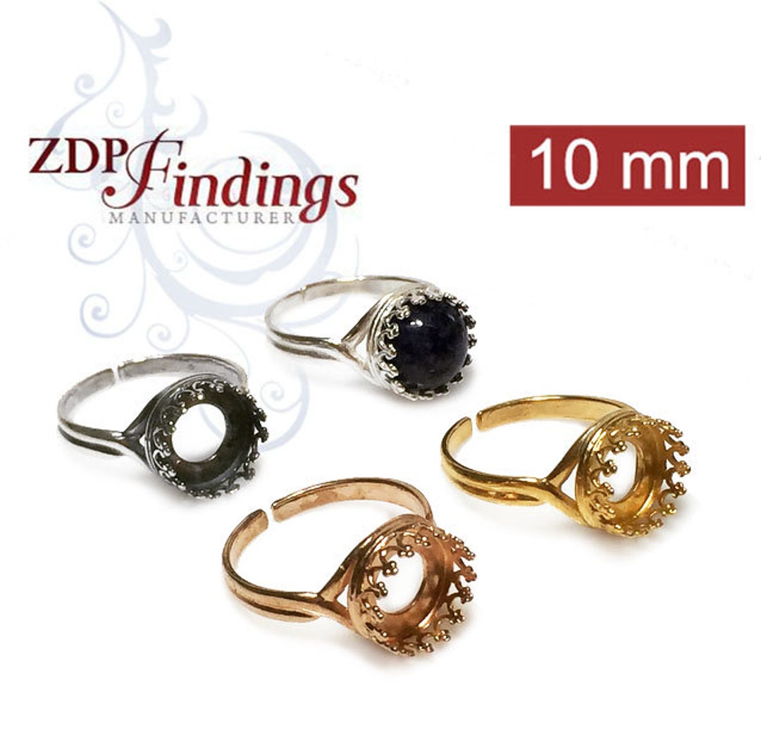 Round 10mm Quality Cast Ring Bezel Cups Sterling Silver 925 Choose Your ...