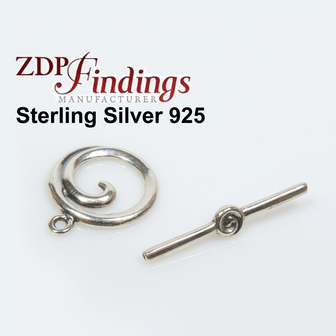 2 Sets Quality Casting Sterling Silver 925 Round Twisted Swirl Toggle ...