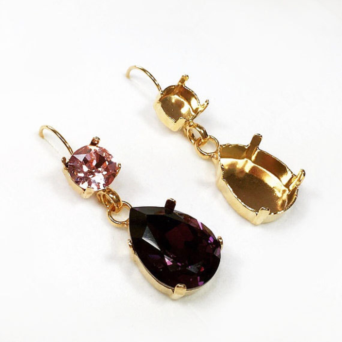 2pcs x SS39 and 18x13mm Pear Earrings Settings fit European | Etsy