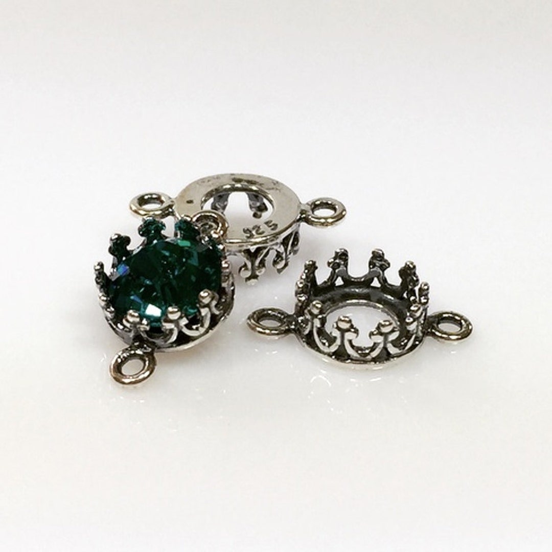 10pcs X Quality Cast 6mm Round Bezel Cups Connectors Antique Sterling ...