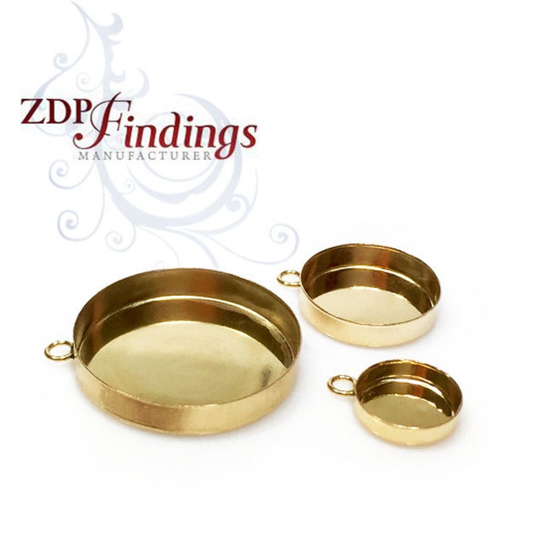 1pc X Round 25mm Bezel Cups With Loop 14k Gold Filled (rd251gf)by ZDP ...