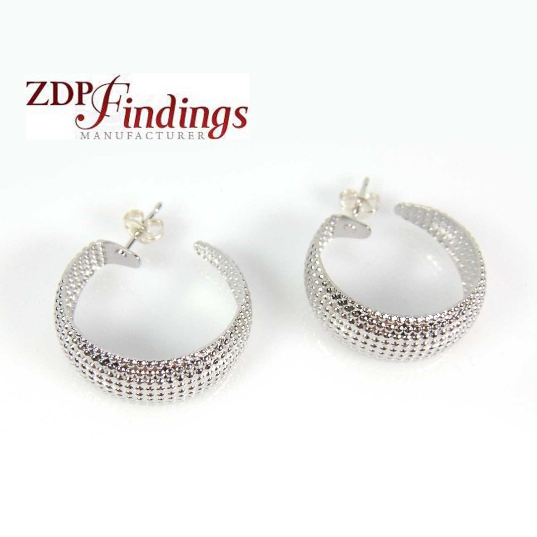 2pcs X Shiny Silver Plated 23x9mm Delicate Minimal Beaded - Etsy