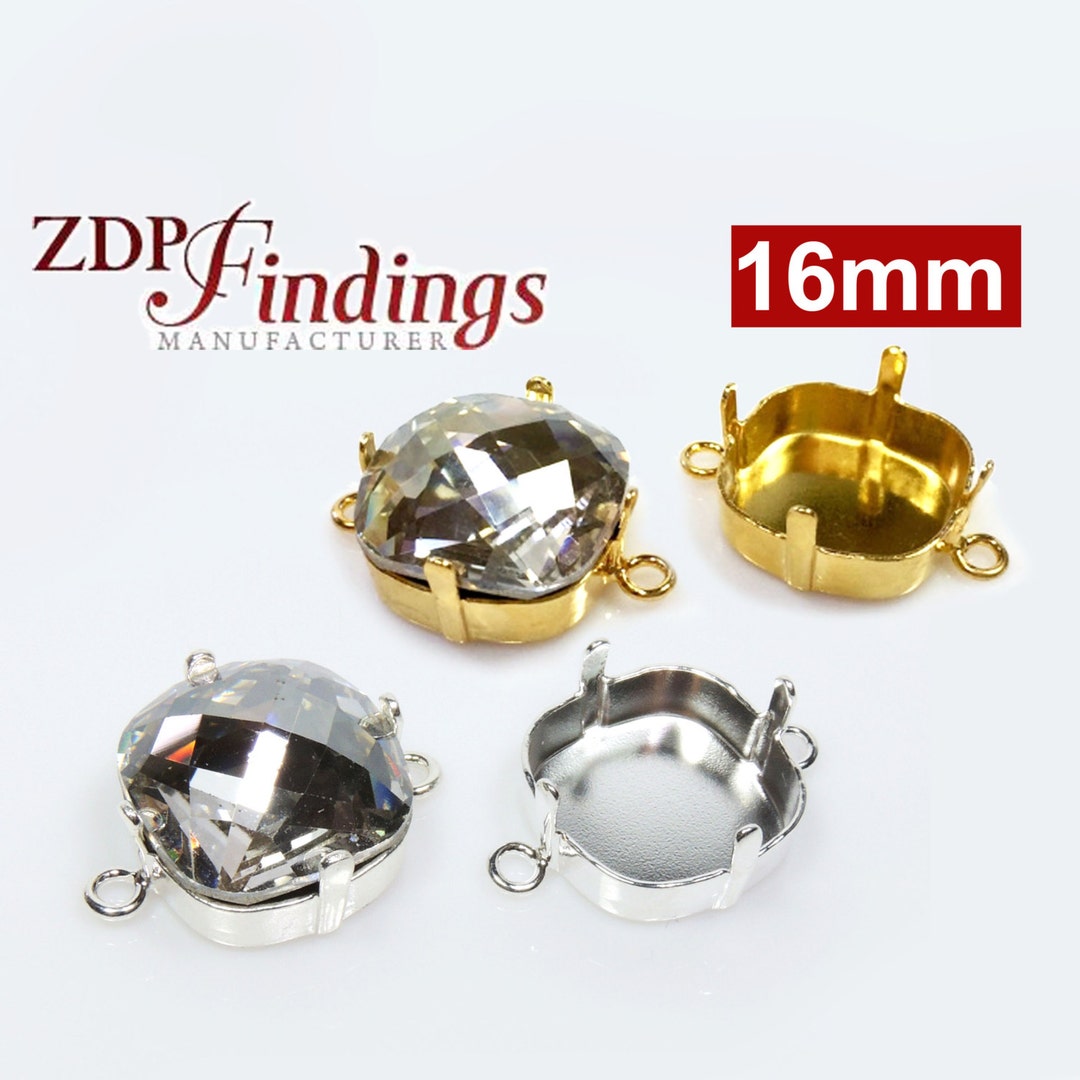 6pcs X Square 16mm Cushion Bezel Cup Connectors Setting Fit Swarovski ...