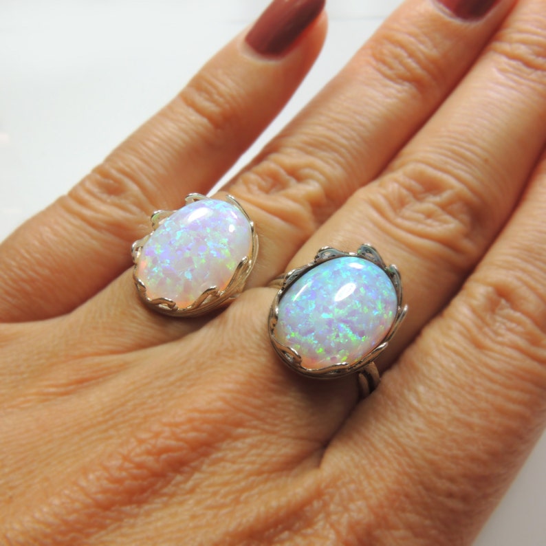 16x12mm Ring Bezel Cups Setting Adjustable Locking Shiny Sterling ...