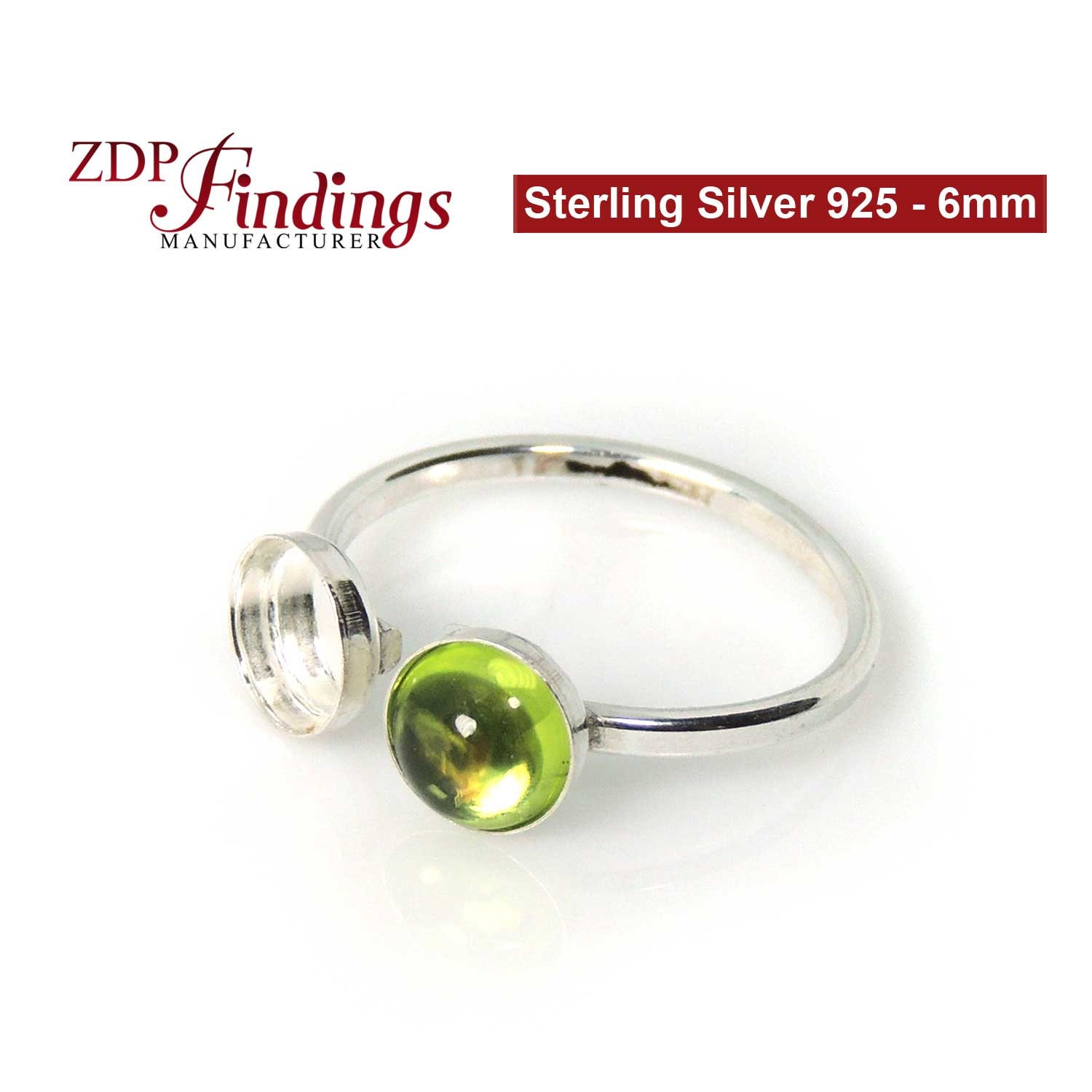 New!! 2pcs X Round Double Bezel Sterling Silver Adjustable 925 Blank ...