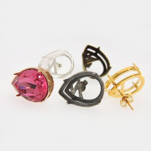 4pcs X Quality Cast 18x13mm Pear Shape Post Bezel Earring for Setting ...