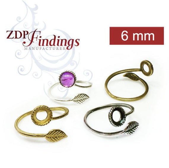 4pcs X Quality Cast 6mm Bezel Settings Adjustable Ring. - Etsy