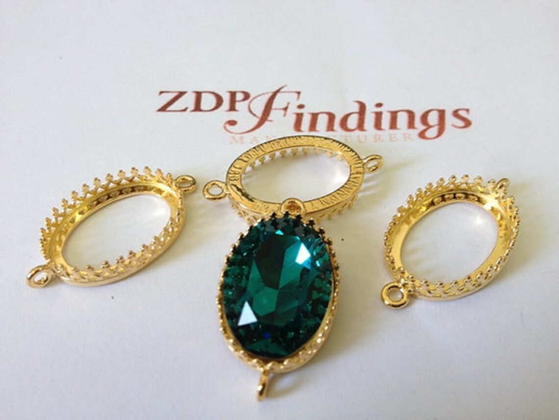 6pcs X Oval 18x13mm Quality Cast Bezel Cup Connector Opposite Rings ...