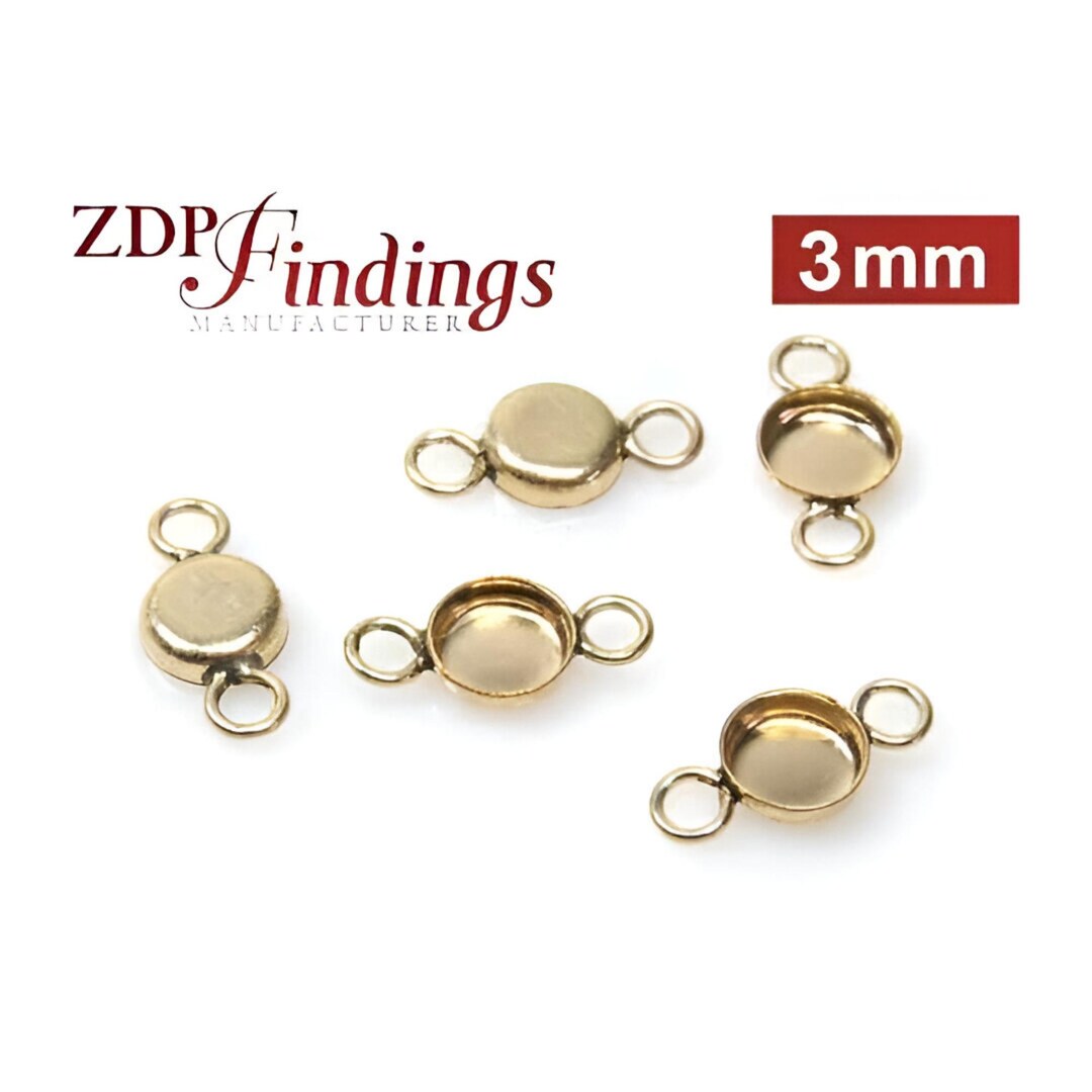 10pcs X Round 3mm Bezel Cup Connector 14k Gold Filled (RD34GF) by ZDP ...
