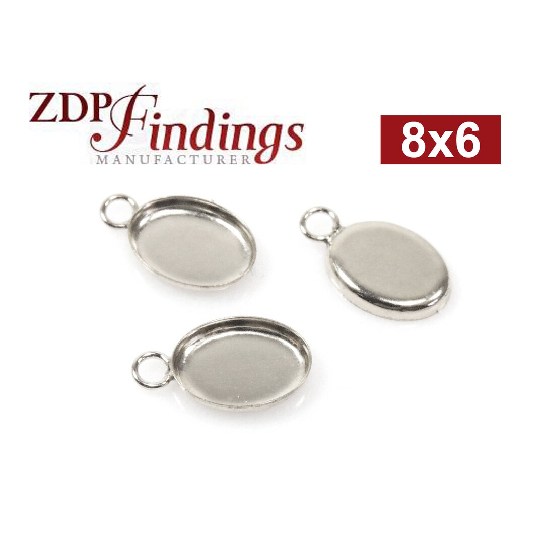 6pcs X Oval 8x6mm Bezel Cups Setting, Sterling Silver 925 Choose Your ...