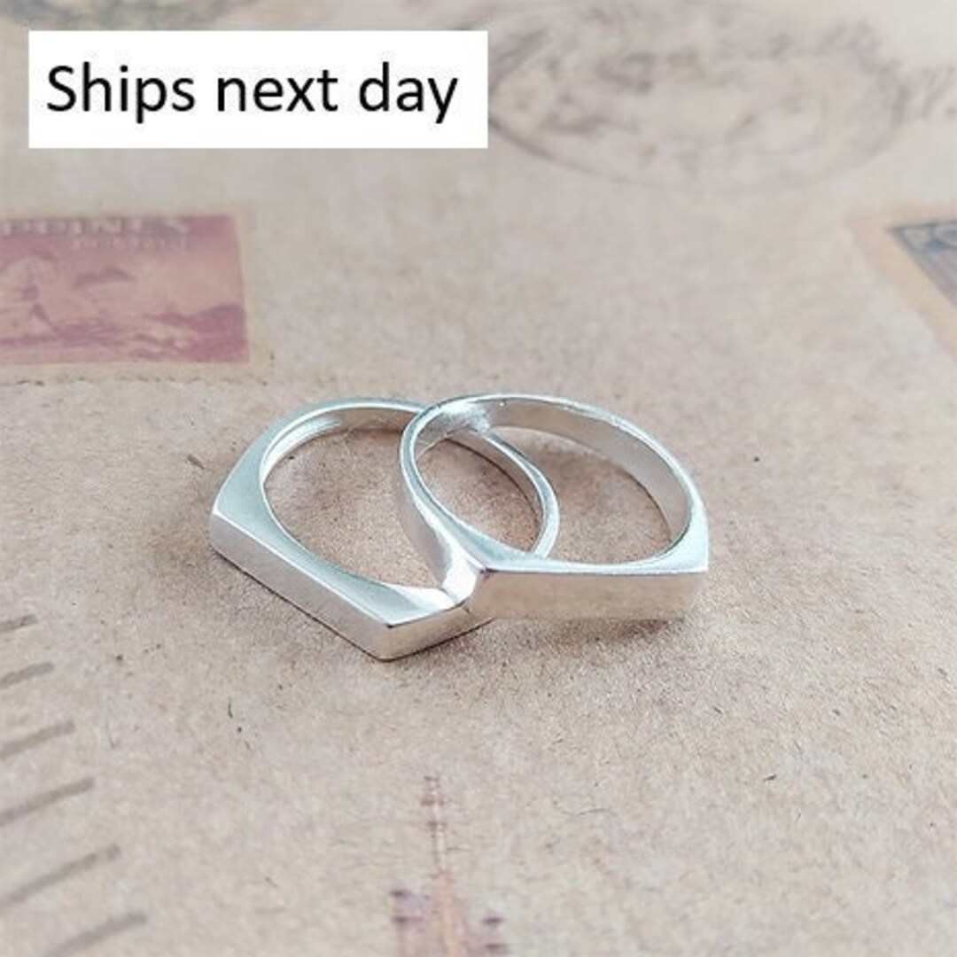 High Quality 925 Sterling Silver Signet Rectangle Ring, Personalized ...