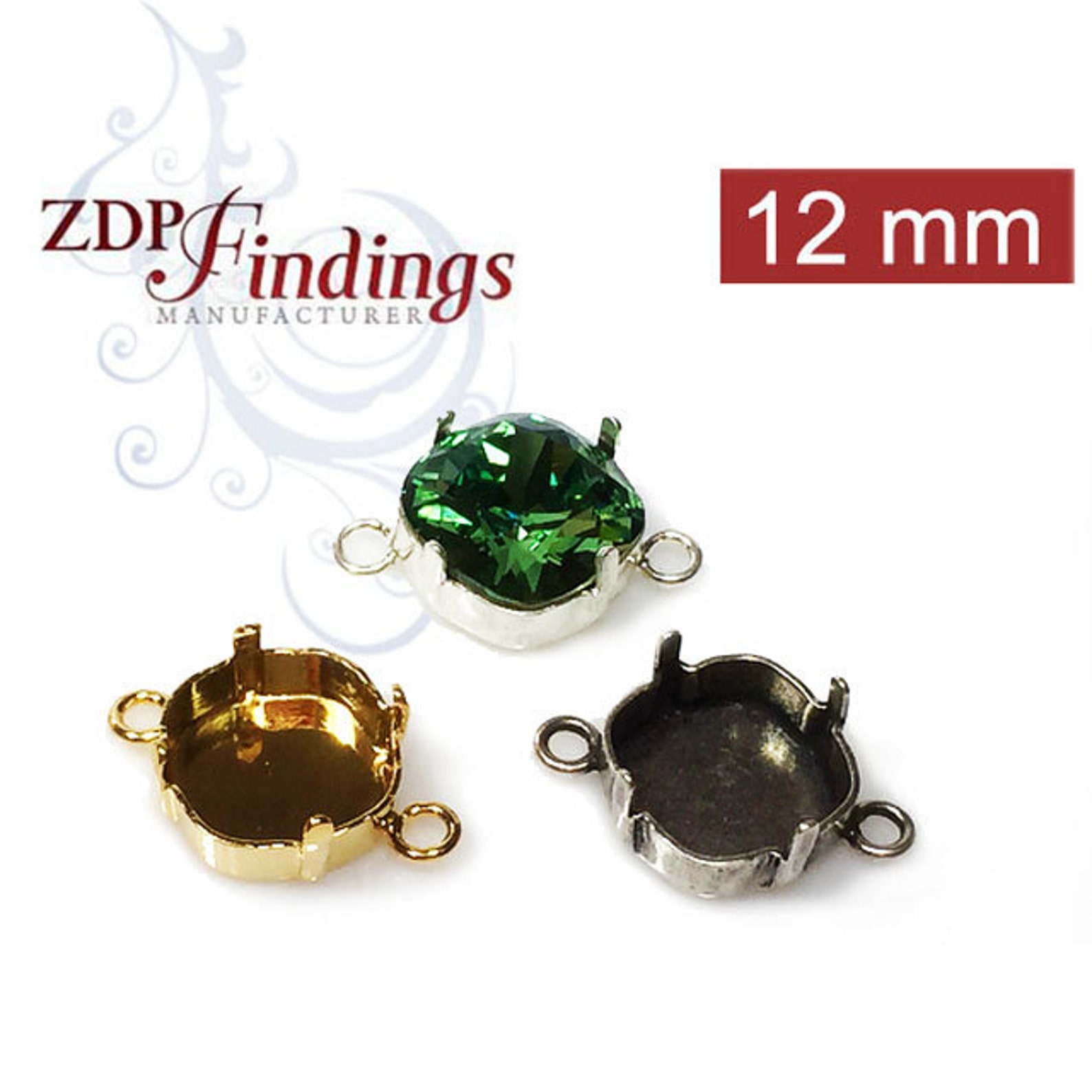 6pcs X 12mm Square Connector Bezel Cup Tray Setting Fit Swarovski 4470 ...