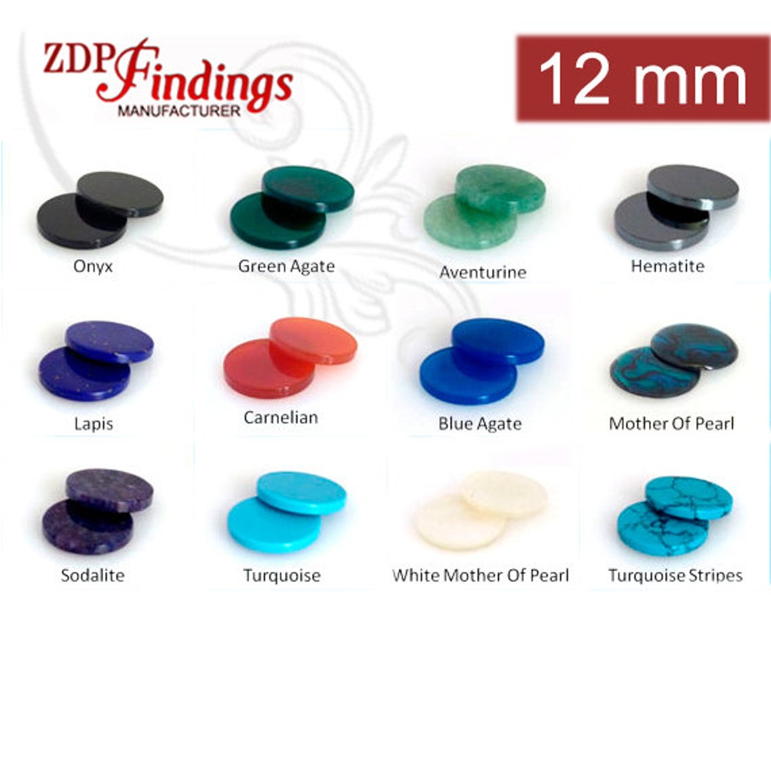 6pcs X Round 12mm Flat Gemstones for Your Choice (V-12RDFL) - Etsy