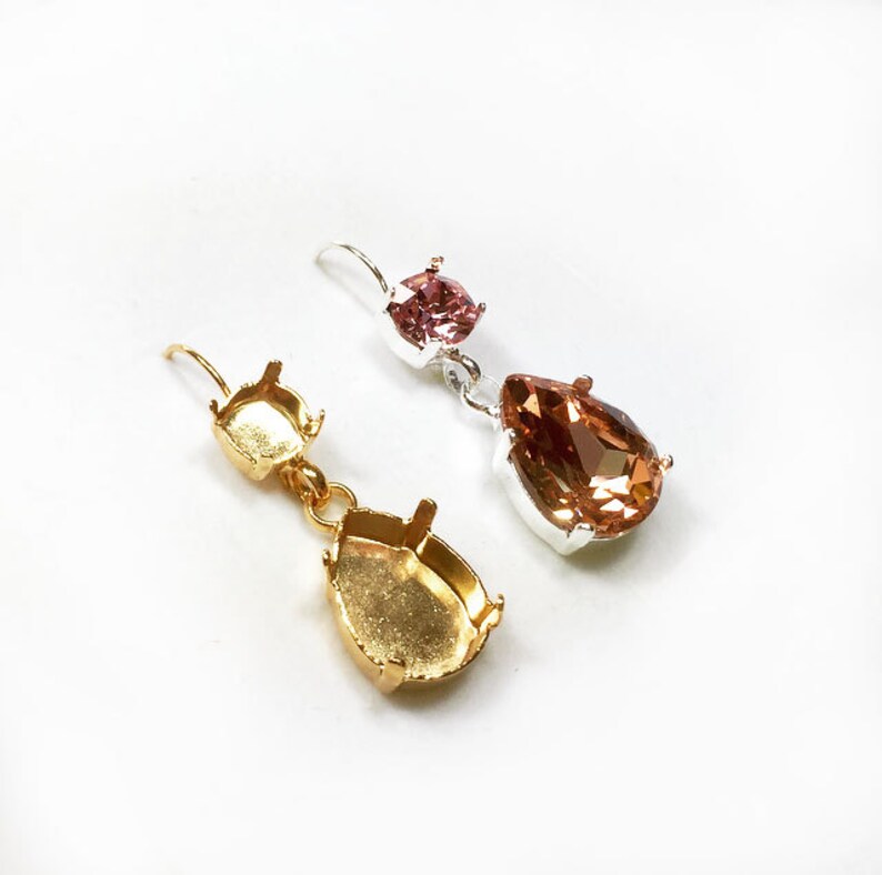 2pcs x SS39 and 18x13mm Pear Earrings Settings fit European | Etsy