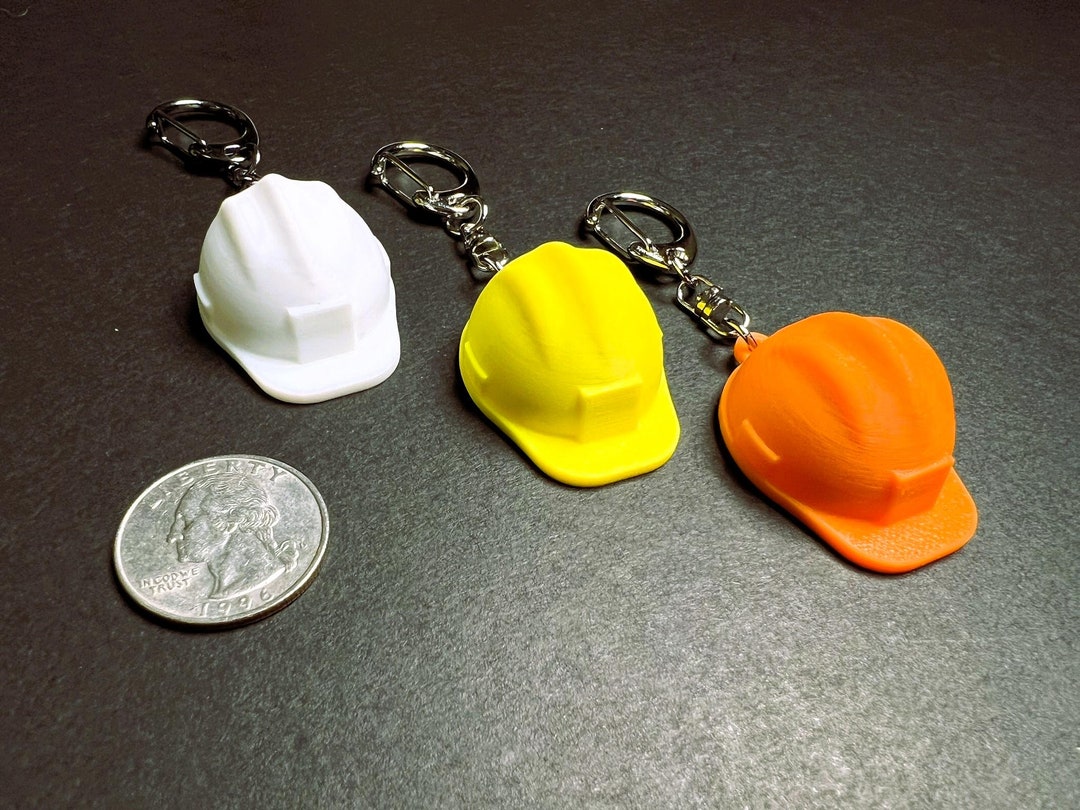 Hard Hat Keychain - Construction Hard Hat Keychain, Cute, 3D Printed ...