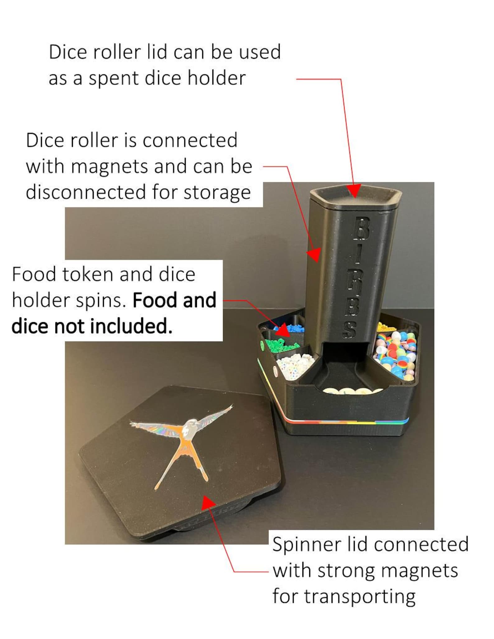 Wingspan Dice Roller and Food Spinner + 60 Geggs: Has Built-in Lazy ...